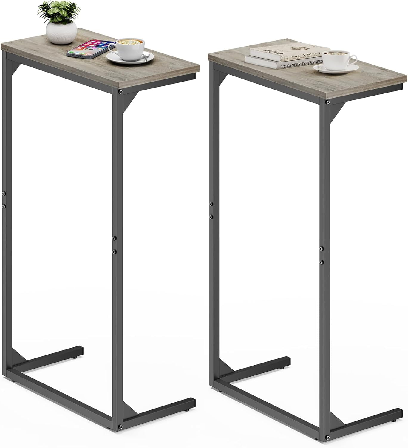 Small Side Table, C-Shaped End Table, Set of 2, 28.7 inch High Sofa ...