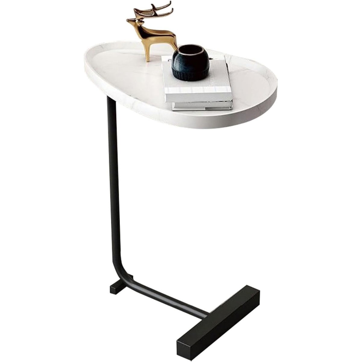 Small Side Table, C-Shaped End Table, Sofa Table with Metal Frame ...