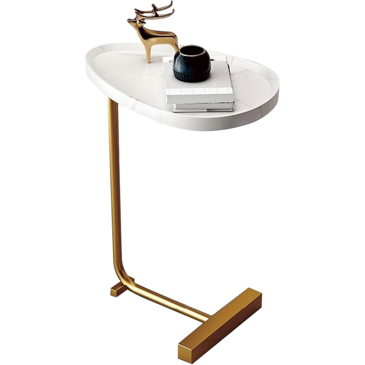 Small Side Table, C-Shaped End Table, Sofa Table with Metal Frame ...