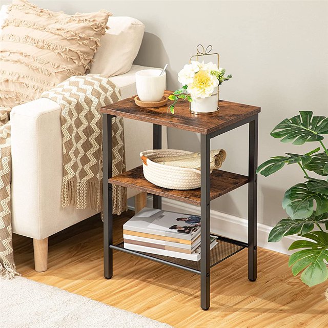 Lusimo Industrial Storage Particleboard Metal End Table, Brown - Walmart.com