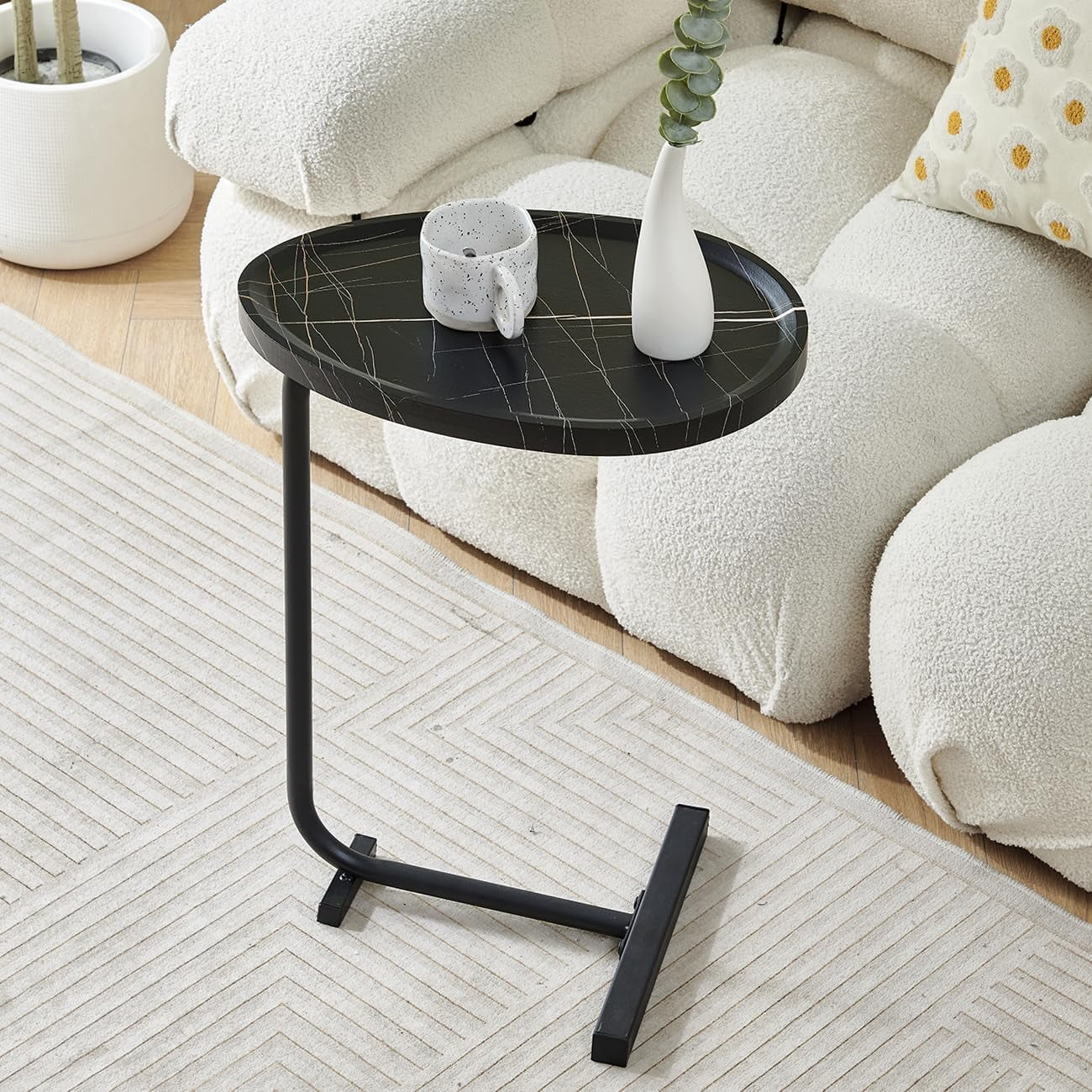 Small Side Table End Table New C Shaped Table Narrow Round Bed Sofa ...