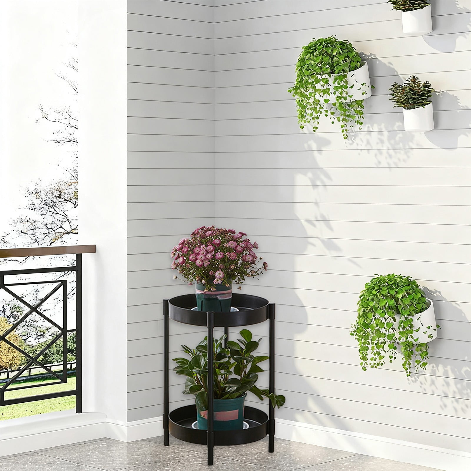 Small Side Table Modern Corner Table, Round Sofa Side Table with Stable ...