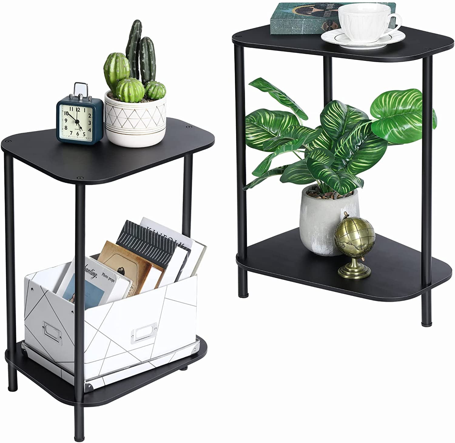 Small Side Table Set of 2, 2 Tier Sofa Table End Table Corner Table ...