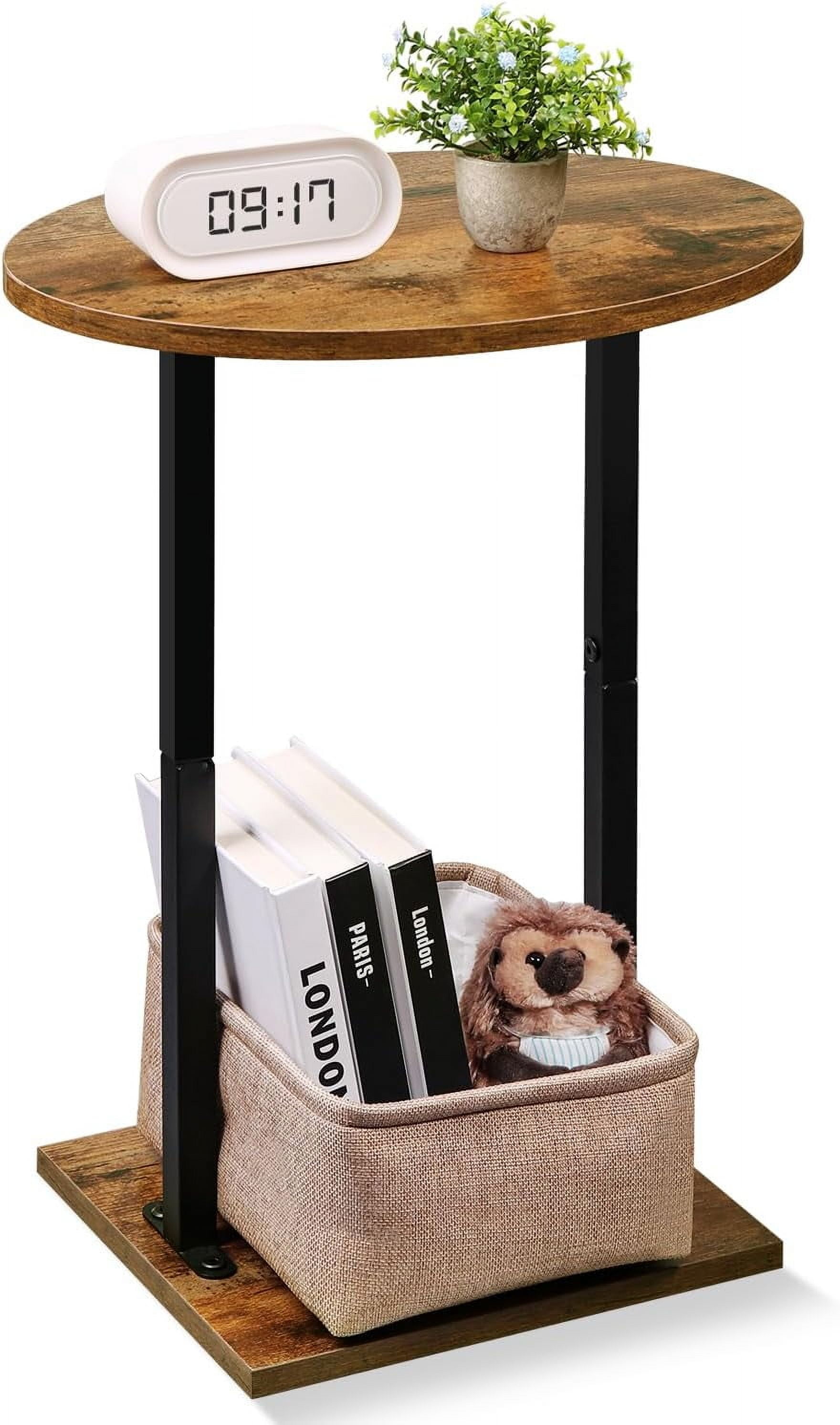 Small Side Table for Small Spaces, 24 inch Wooden Round End Table with ...