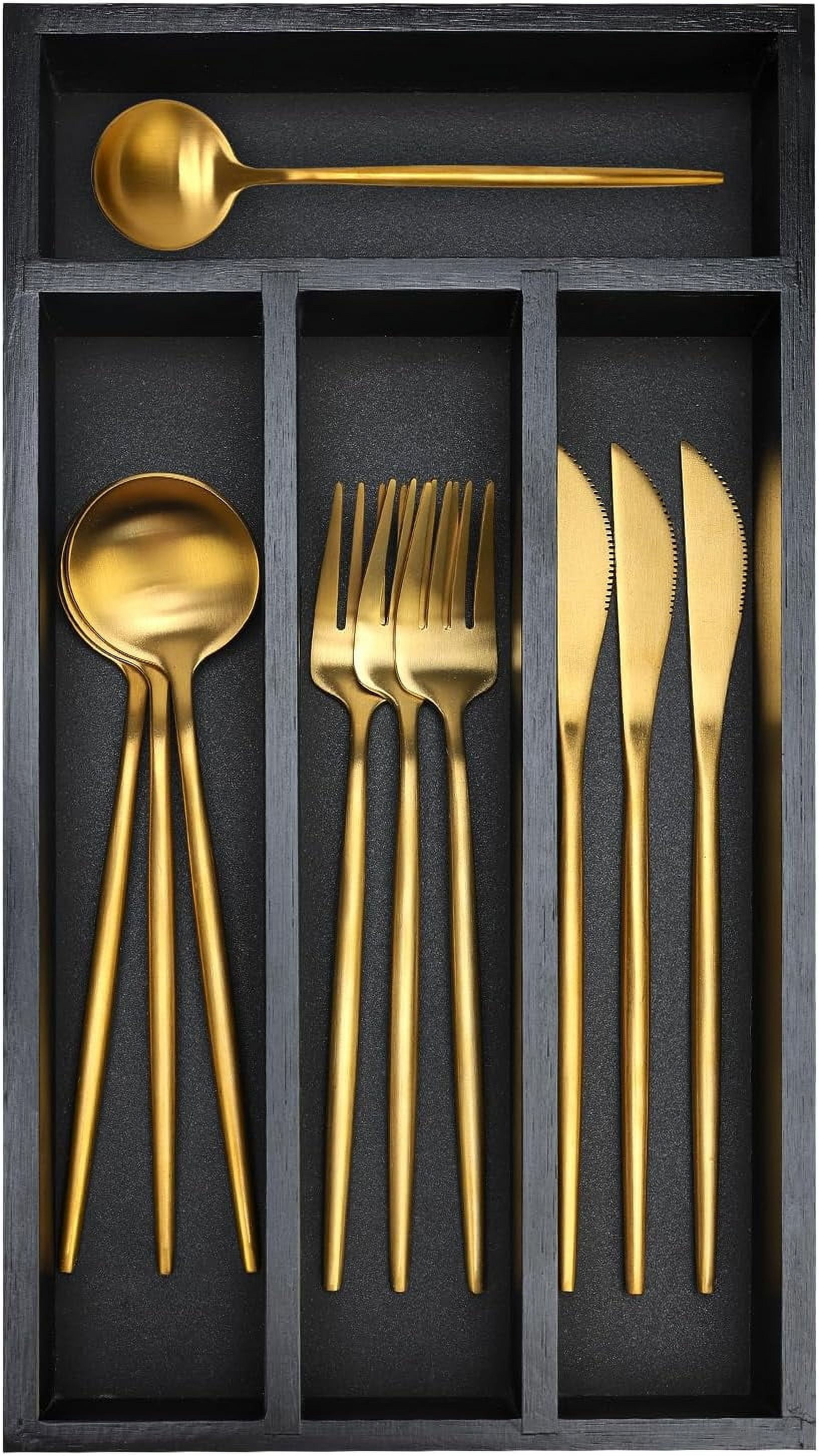 Small Silverware Organizer for Drawer Bamboo Kitchen Utensil Tray ...