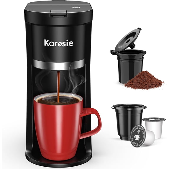 Small Single Serve Coffee Maker, Fast Brew for K-Cup & Ground Coffee, 6 ...