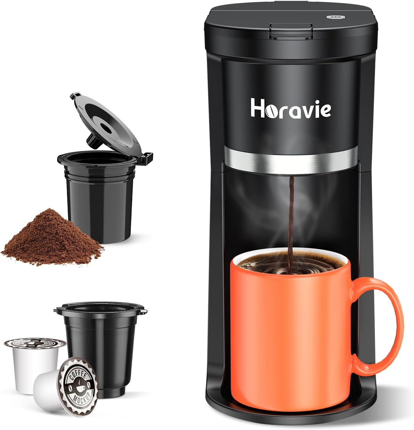 Small Single Serve Coffee Maker, Fast Brew One Cup Coffee Machine for K ...