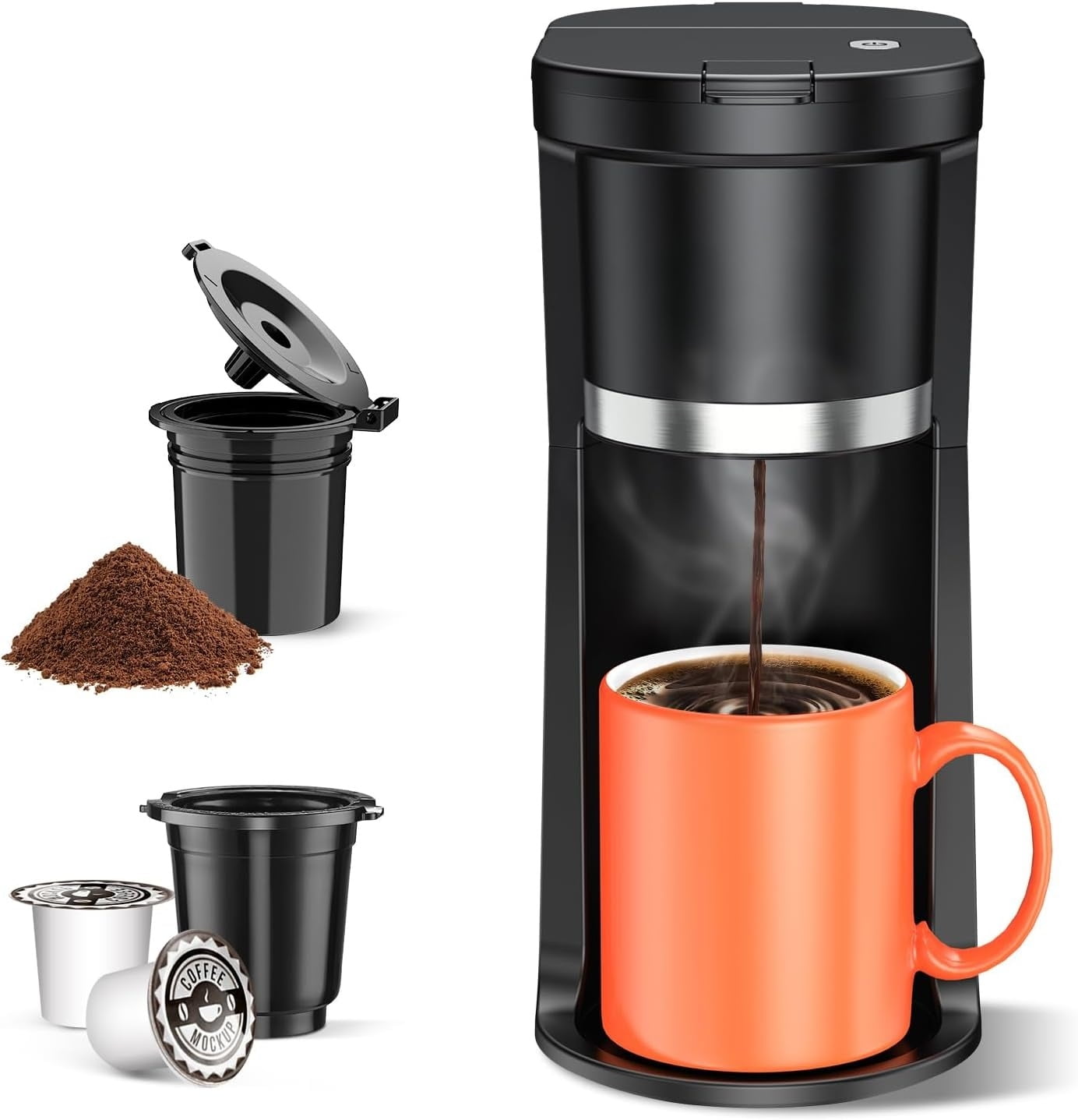 Small Single Serve Coffee Maker, Fast Brew One Cup Coffee Machine for K ...