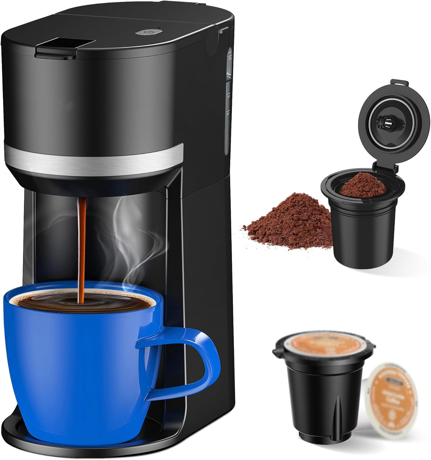Small Single Serve Coffee Maker for K Cup and Ground Coffee, Fast Brew ...
