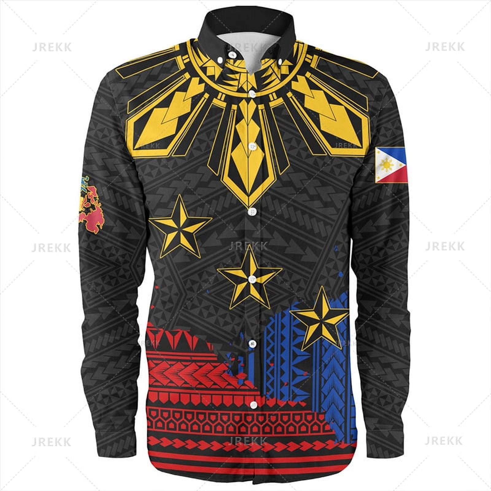 Small Size 3D Philippines Filipinos Print Long Sleeve Shirts Men ...