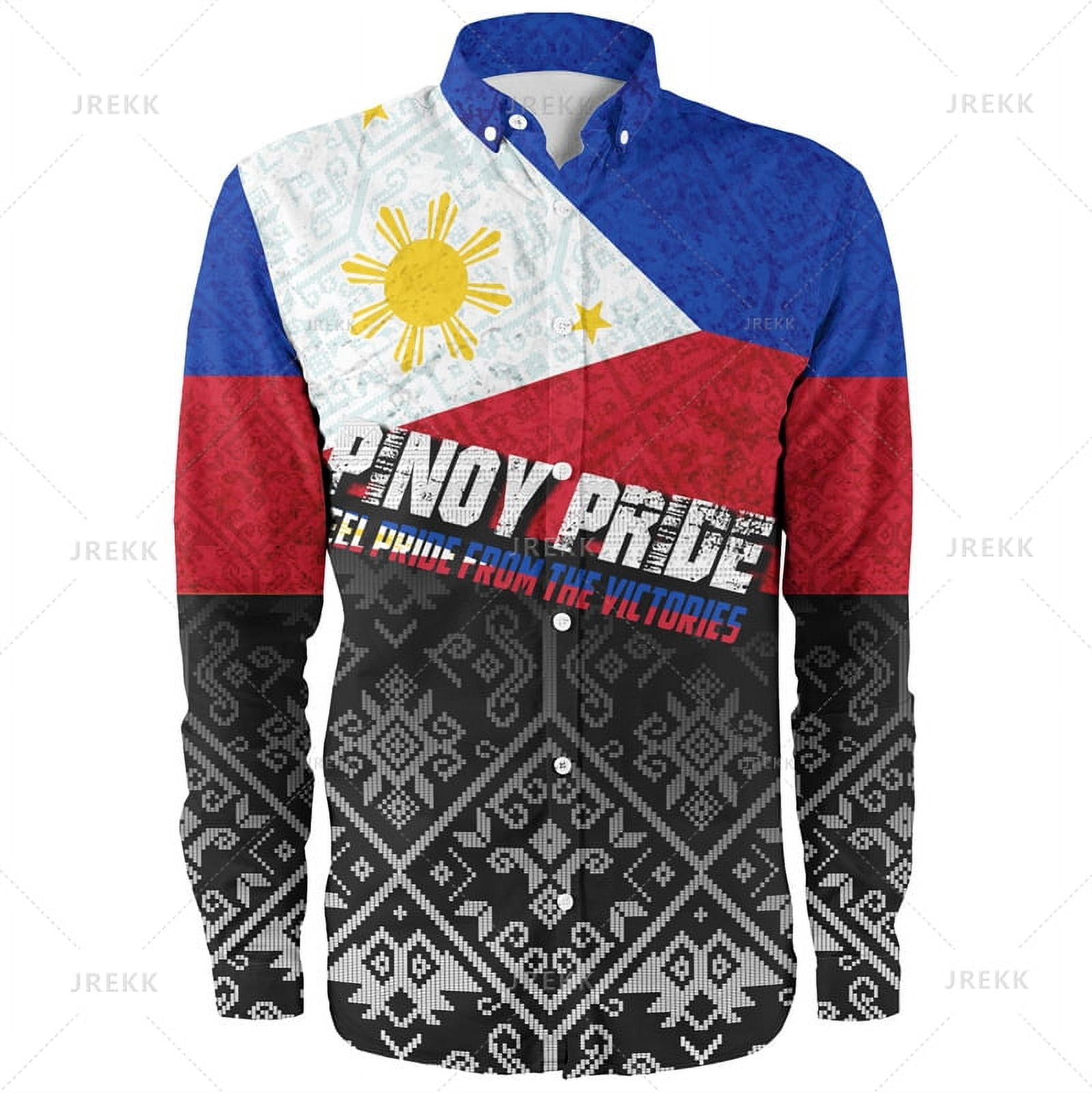 Small Size 3D Print Philippines Pride Long Sleeve Shirts Men ...