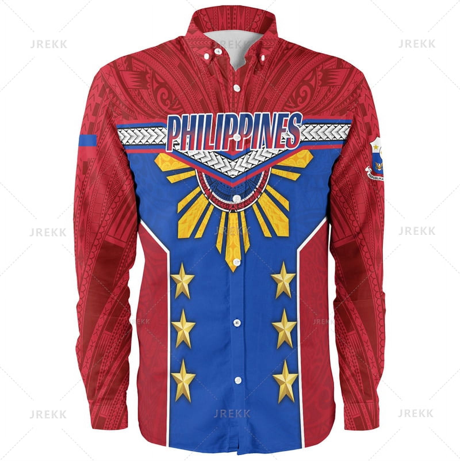 Small Size 3D Print Philippines Pride Long Sleeve Shirts Men ...