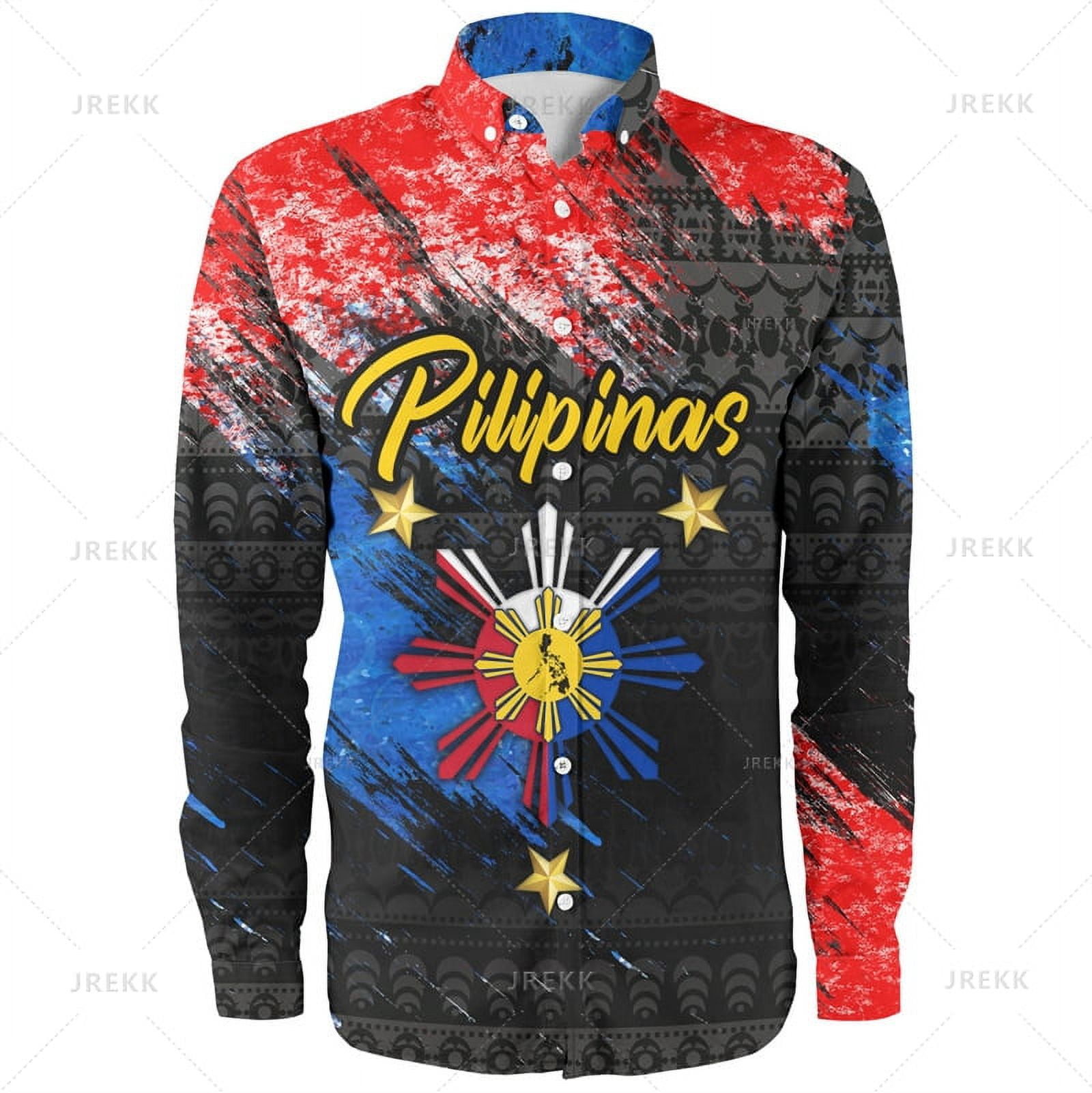 Small Size 3D Print Philippines Pride Long Sleeve Shirts Men ...