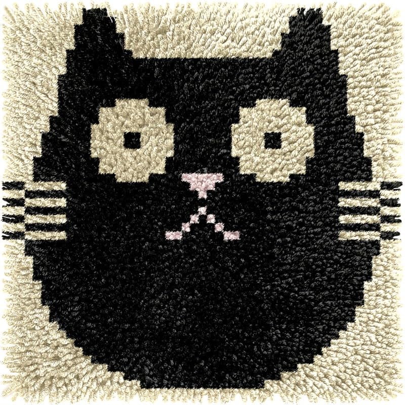 Small Size Mini Big Fat Cat Latch Hook Kits Rug DIY Cushion Tapestry ...
