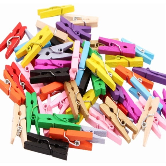 Small Size Photo Pictures Wall Wooden Clips, 3.5cm, Pack of 100, for ...