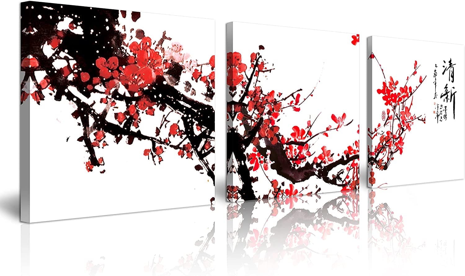 Small Size Traditional Chinese Painting of Red Plum Blossom Canvas ...