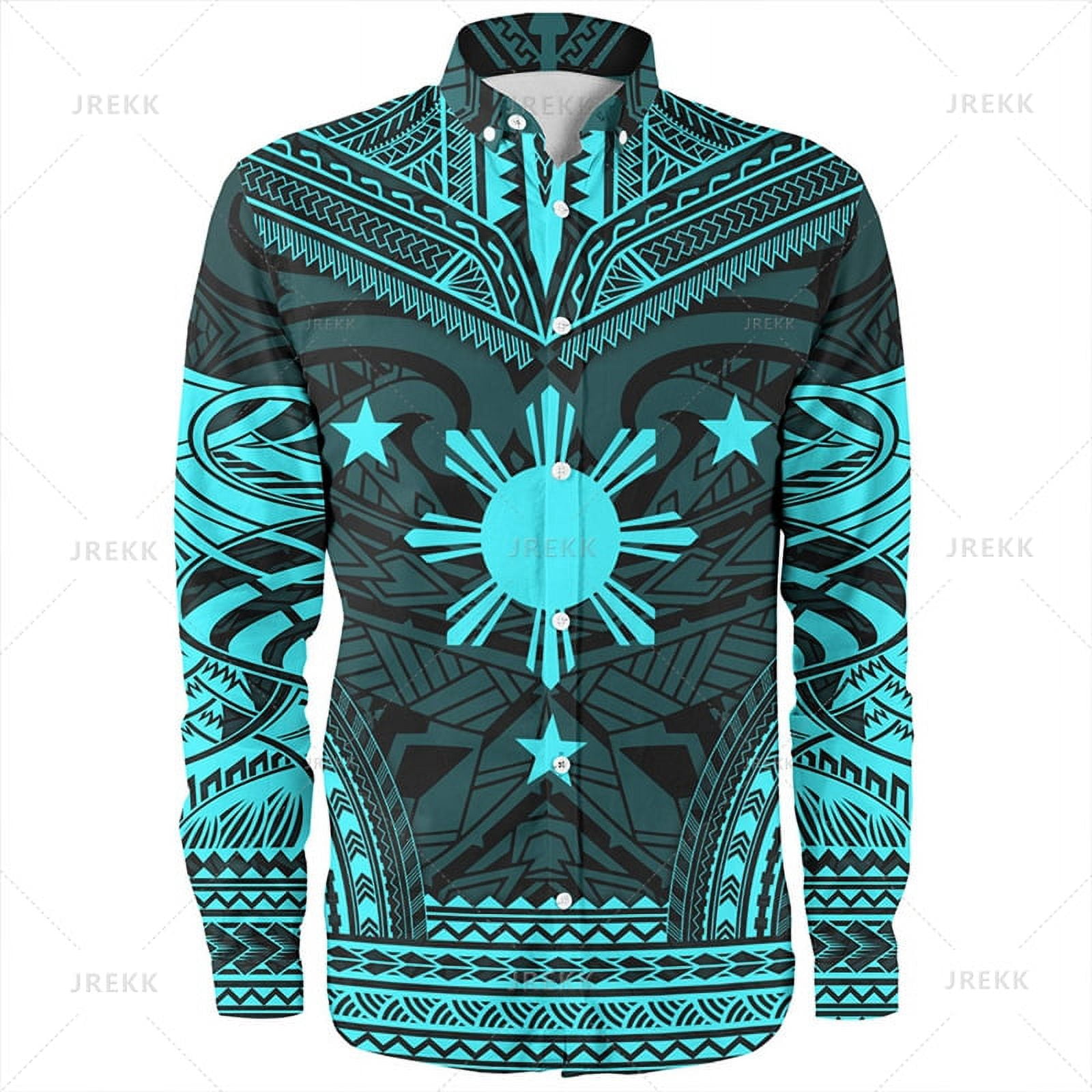 Small Size Vintage 3D Philippines Ethnic Emblem Print Long Sleeve ...