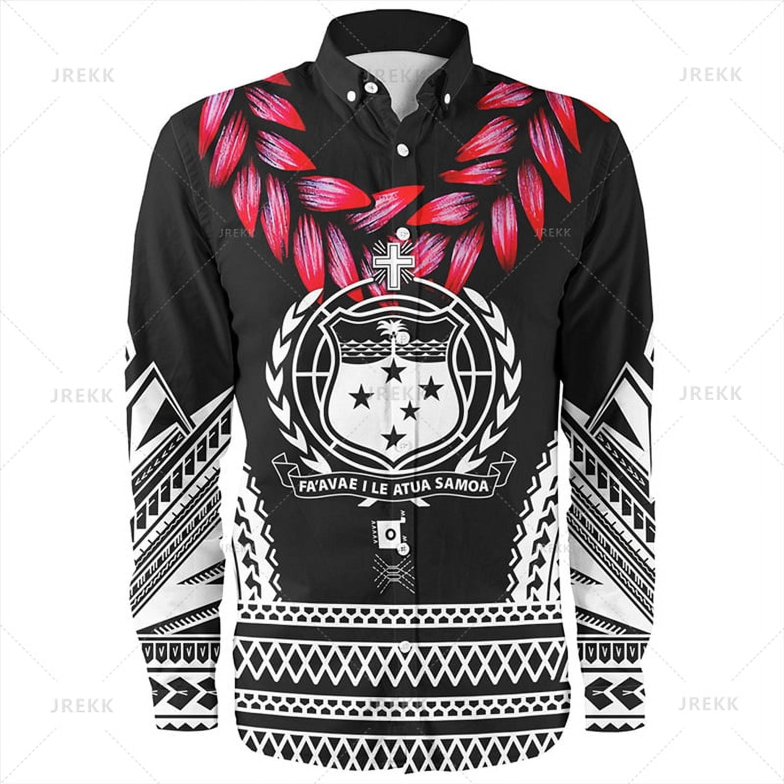 Small Size Vintage 3D Polynesian Samoa Emblem Printing Long Sleeve ...