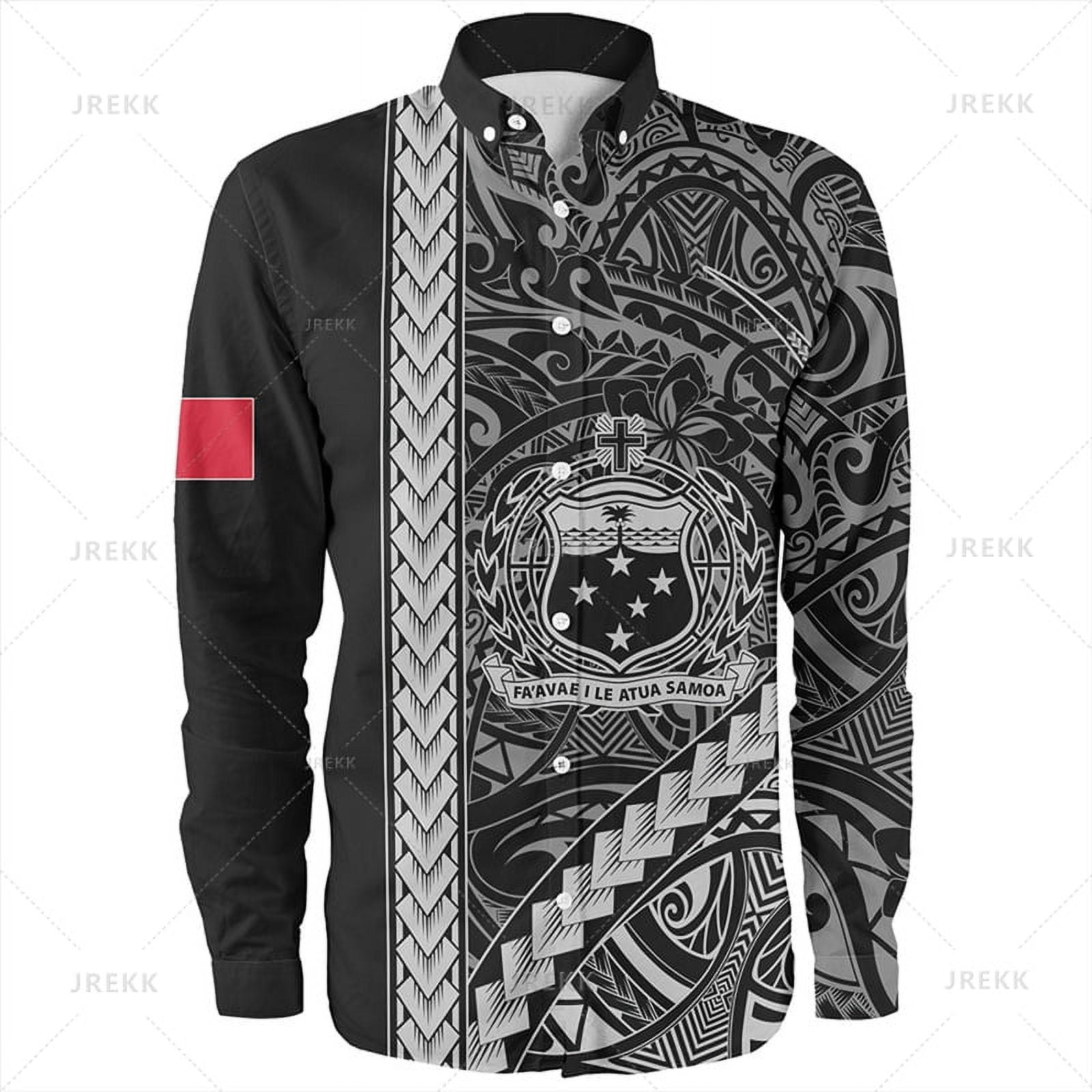 Small Size Vintage 3D Polynesian Samoa Emblem Printing Long Sleeve ...