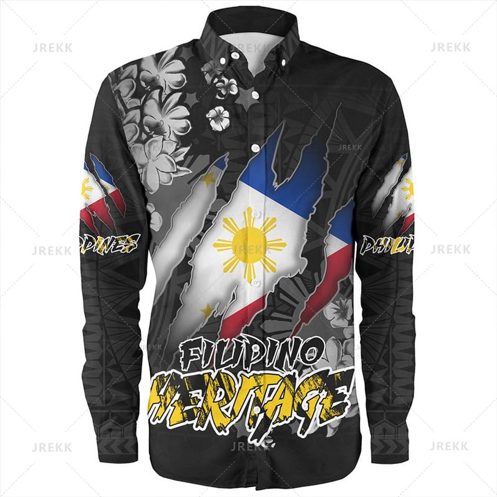 Small Size Vintage 3D Print Philippines Ethnic Emblem Long Sleeve ...