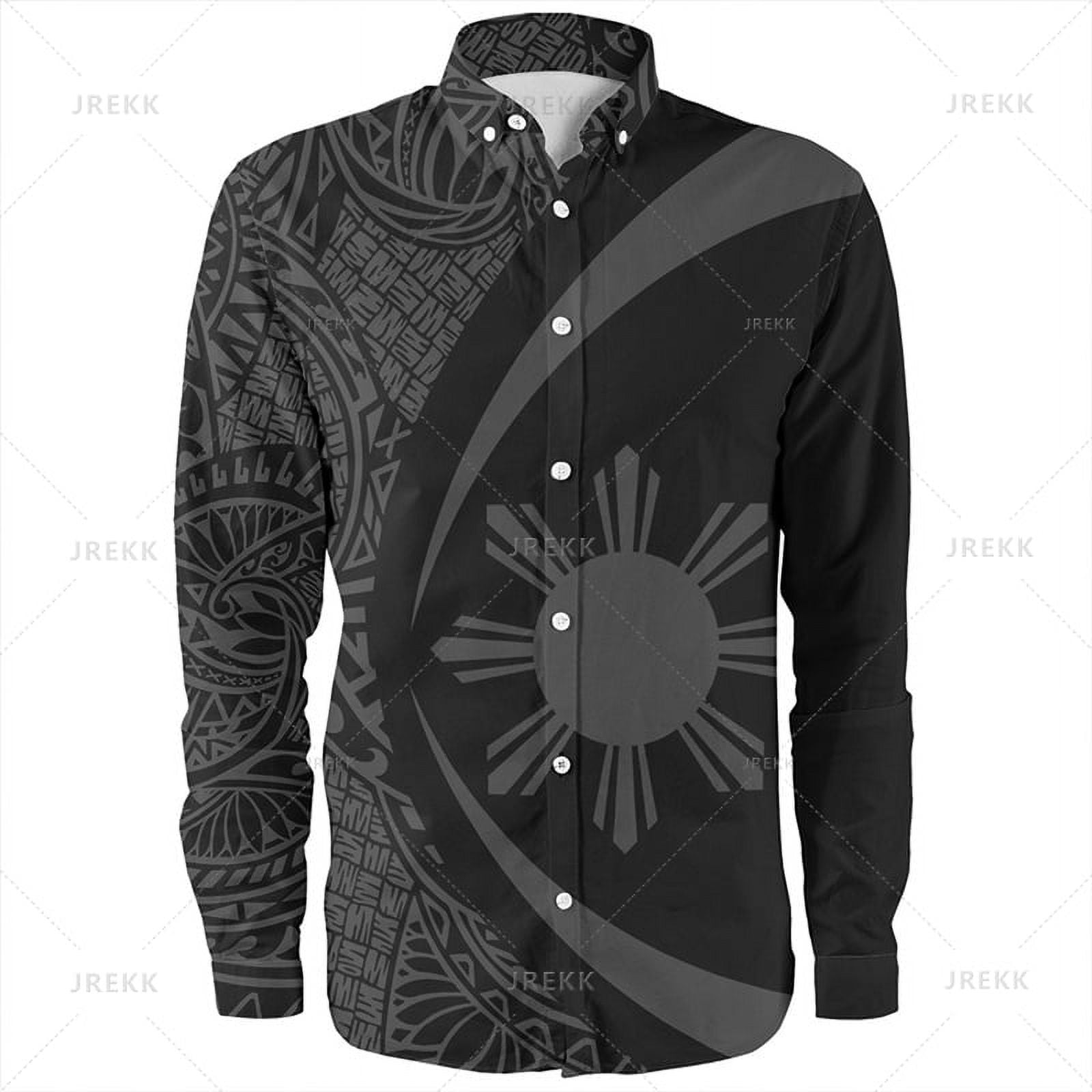 Small Size Vintage 3D Print Philippines Ethnic Emblem Long Sleeve ...