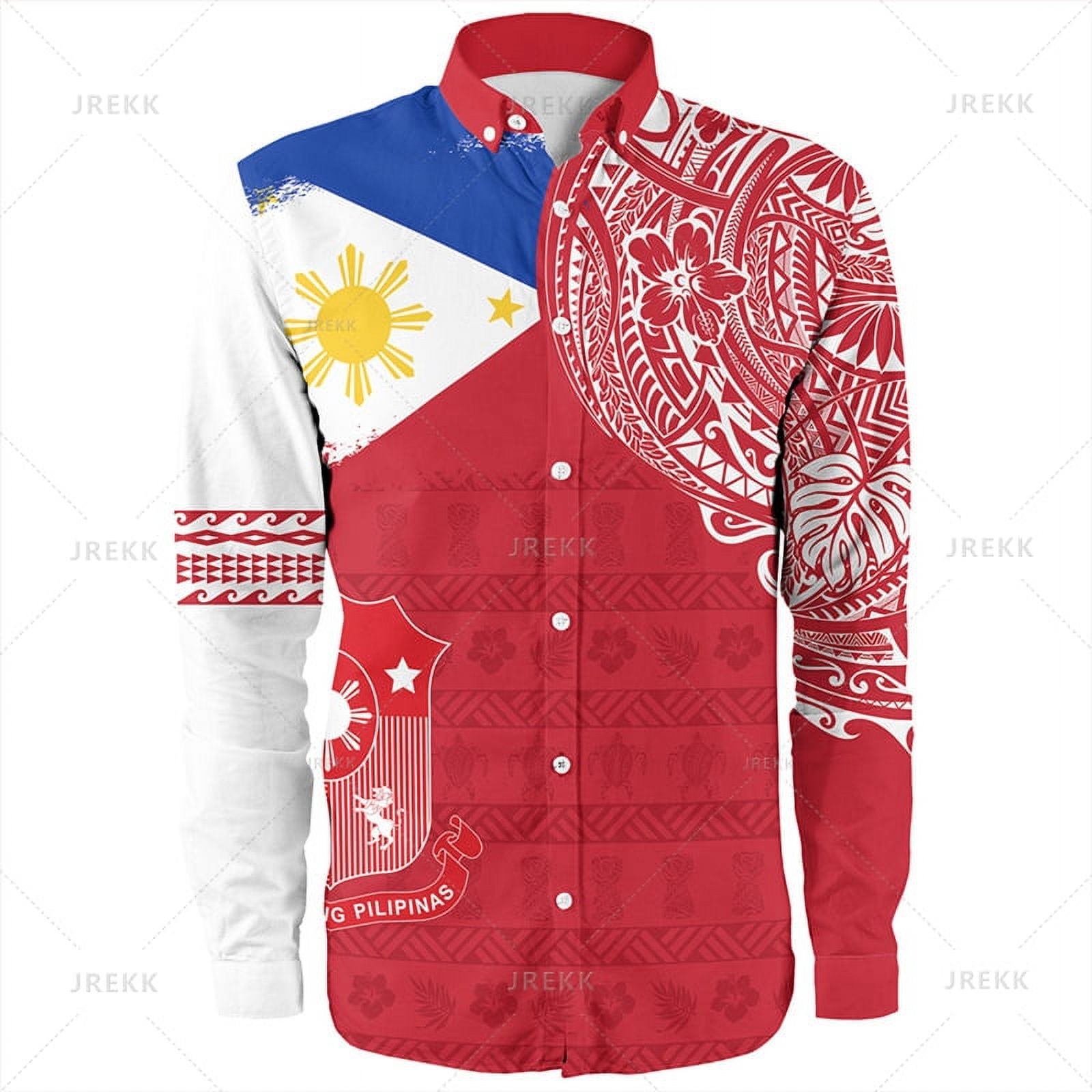 Small Size Vintage 3D Print Philippines Ethnic Emblem Long Sleeve ...