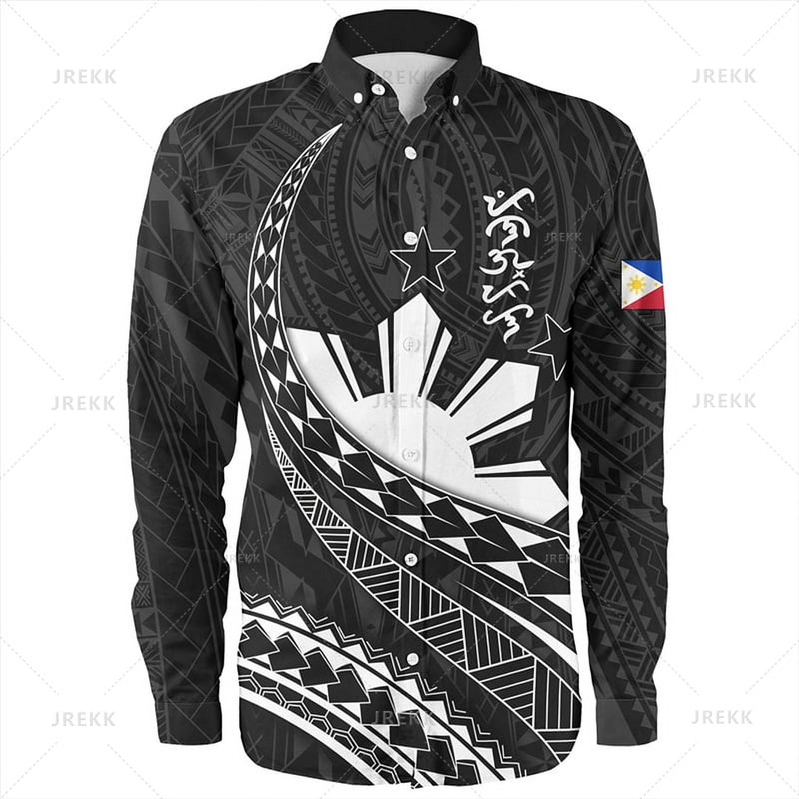 Small Size Vintage 3D Proud To Be Philippines Print Long Sleeve Shirts ...