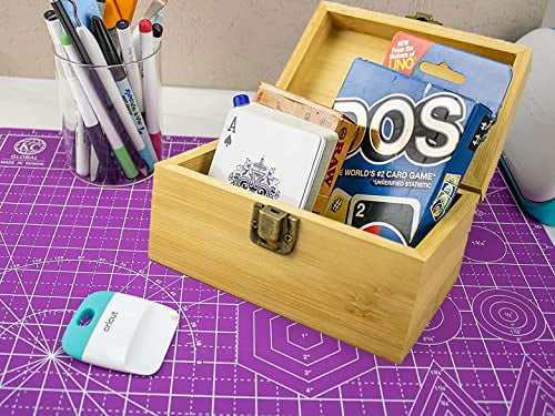Small Size Wooden Box - Wood Keepsake Box With Hinged Lid and Metal ...