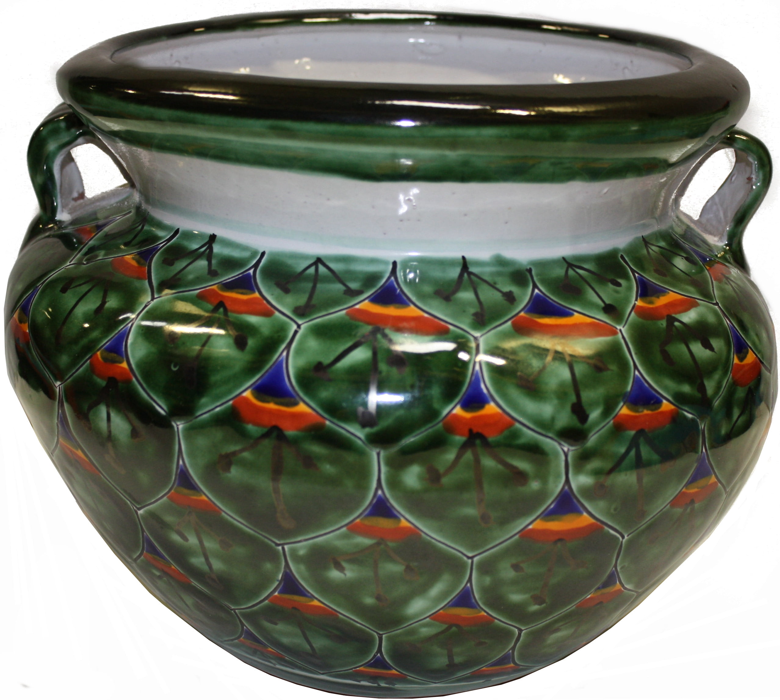 Small-Sized Green Peacock Mexican Colors Talavera Ceramic Garden Pot ...