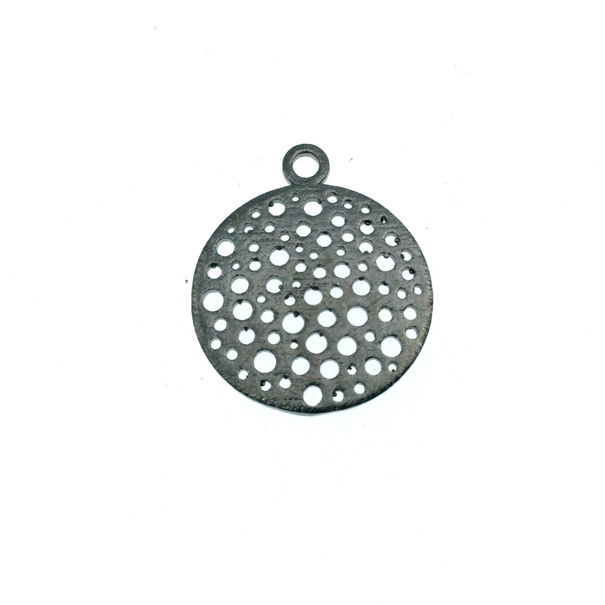 Small Sized Gunmetal Plated Copper Dot-Filled Cutout Circle Shaped ...