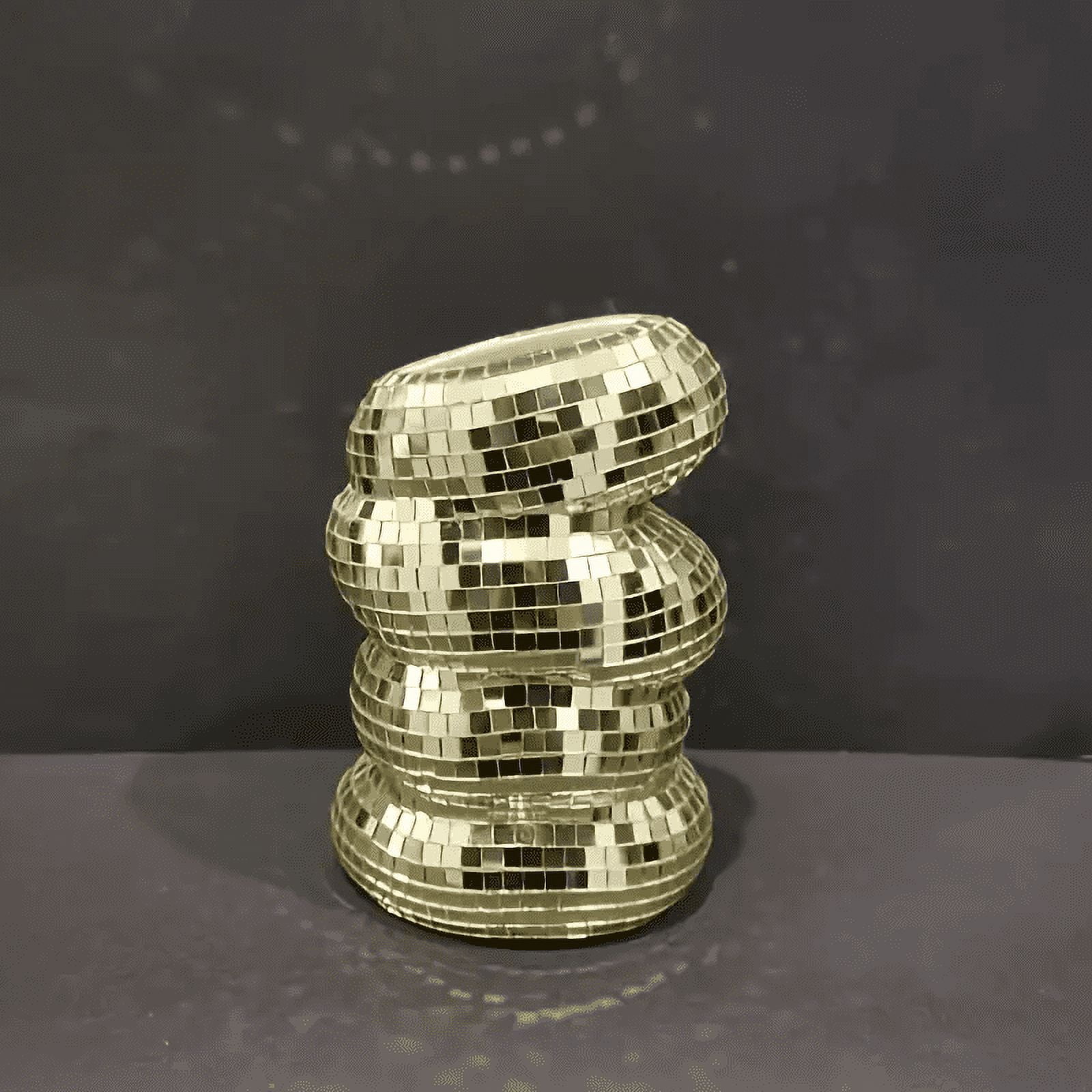 Small Sliver Disco Ball Vase Flower Planter Pot Table Decor Sculpture ...