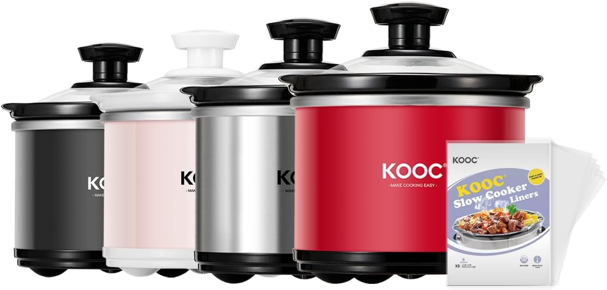 Small Slow Cooker, 0.65 Quart, Free Liners Included, Upgraded Ceramic ...