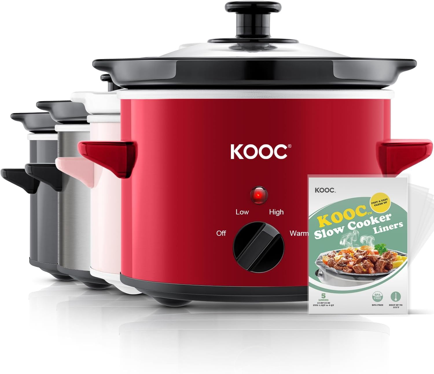 Small Slow Cooker, 2 Quart with Free Liners for Easy Clean-up, Upgraded ...