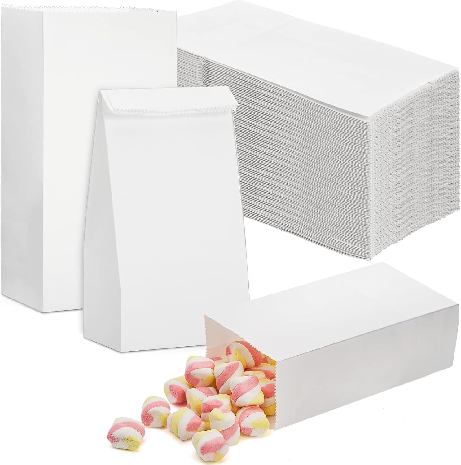 Small Snacks Paper Bags 50 PCS,White Party Goody Bags,Party Favor Bags ...