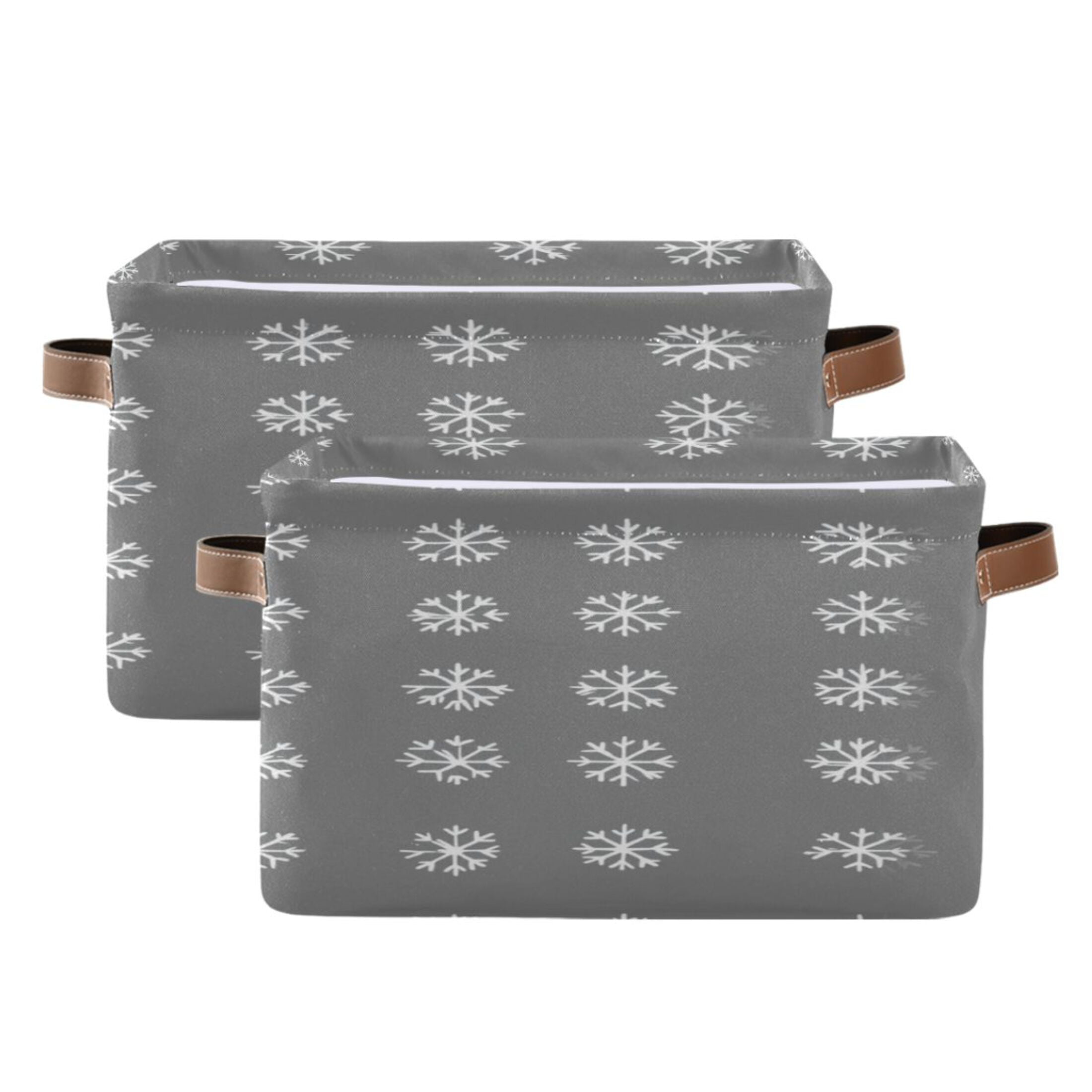 Small Snowflakes Foldable Storage Basket,Canvas Fabric Foldable Storage ...