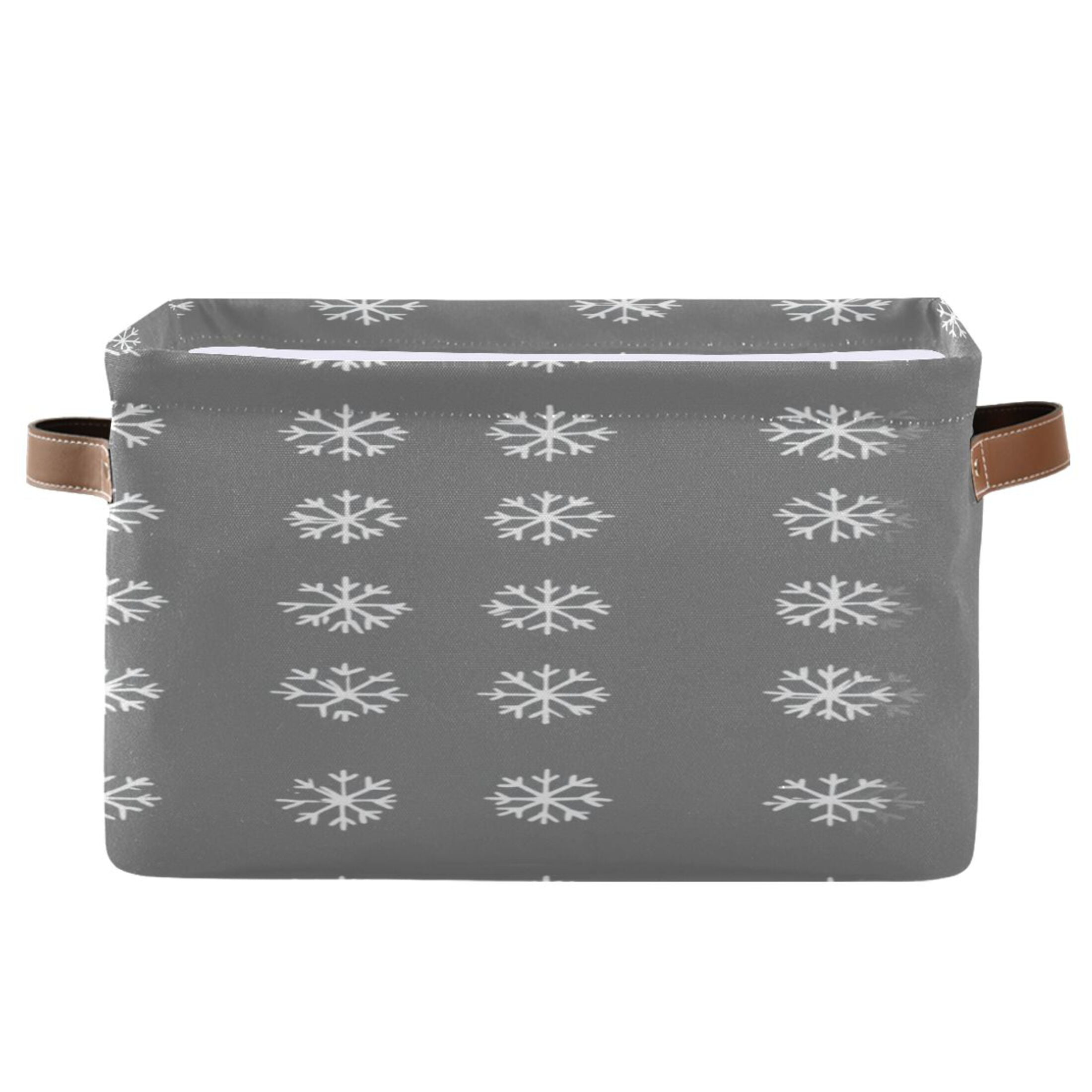 Small Snowflakes Foldable Storage Basket,Canvas Fabric Foldable Storage ...