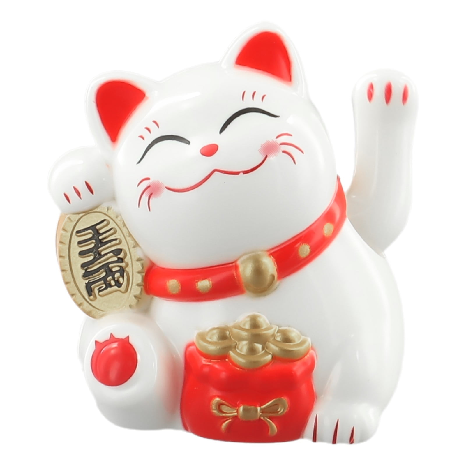Small Solar Waving Cat, Japanese Maneki Neko, Cute White Beckoning Cat ...