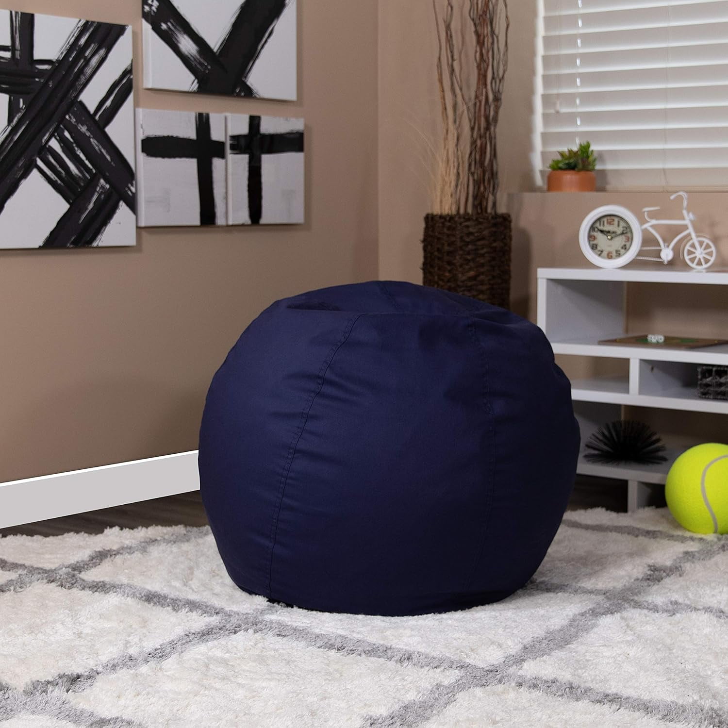 Small Solid Navy Blue Bean Bag Chair for Kids and Teens - Walmart.com