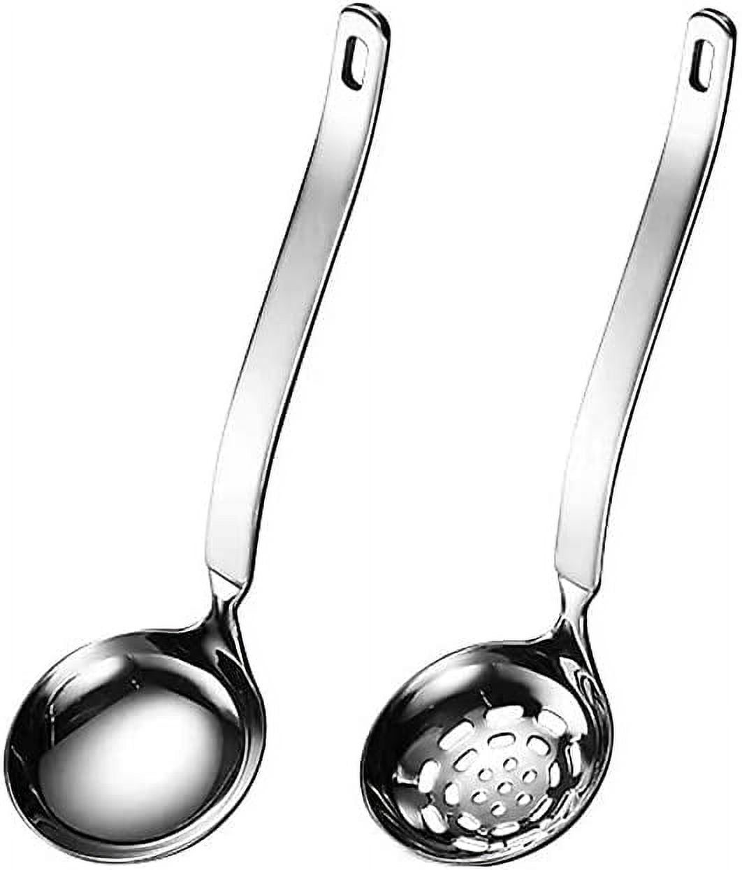 Small Soup Ladle Metal SUS304 Stainless Steel Ladles Spoon And Slotted ...