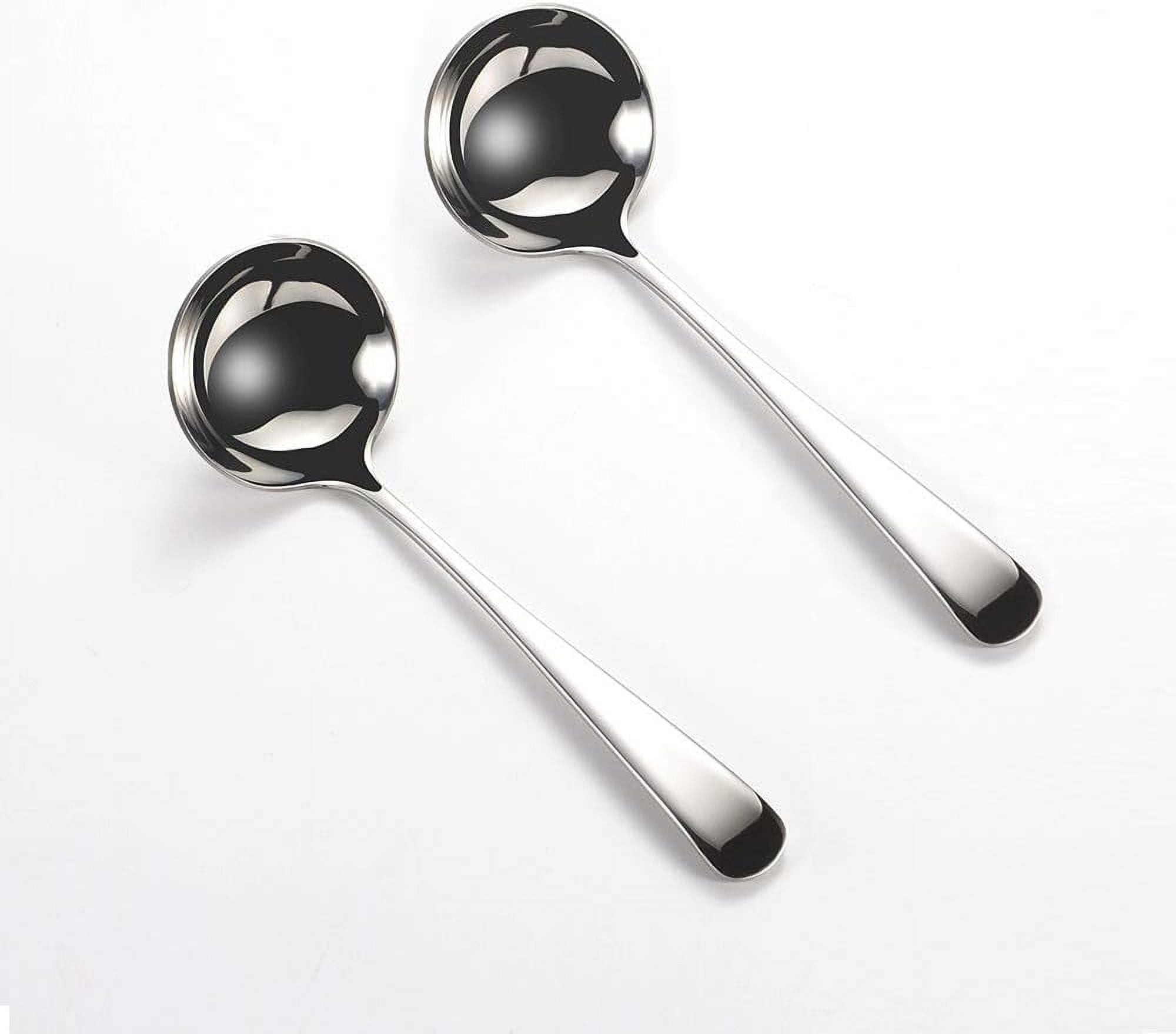 Small Soup Ladles,Sauce ladles,Gravy Soup Spoon Ladles,2 Pack SUS 304 Non-magnetic Stainless ...