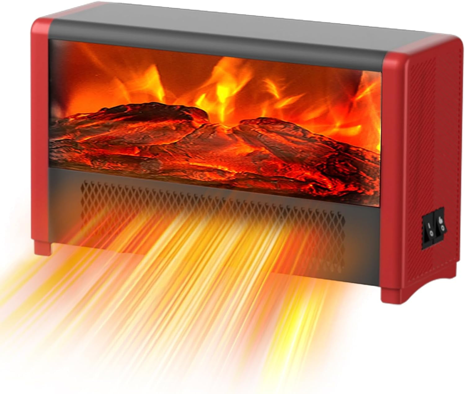 Small Space Heater with Realistic Flame Effect,600W Portable Mini ...