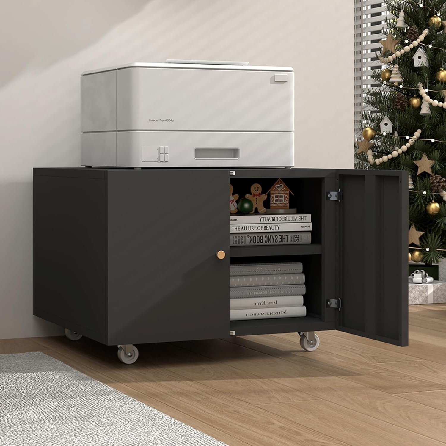 Small Space Printer Stand with Doors, Mini Fridge Stand for Laundry, 3D ...