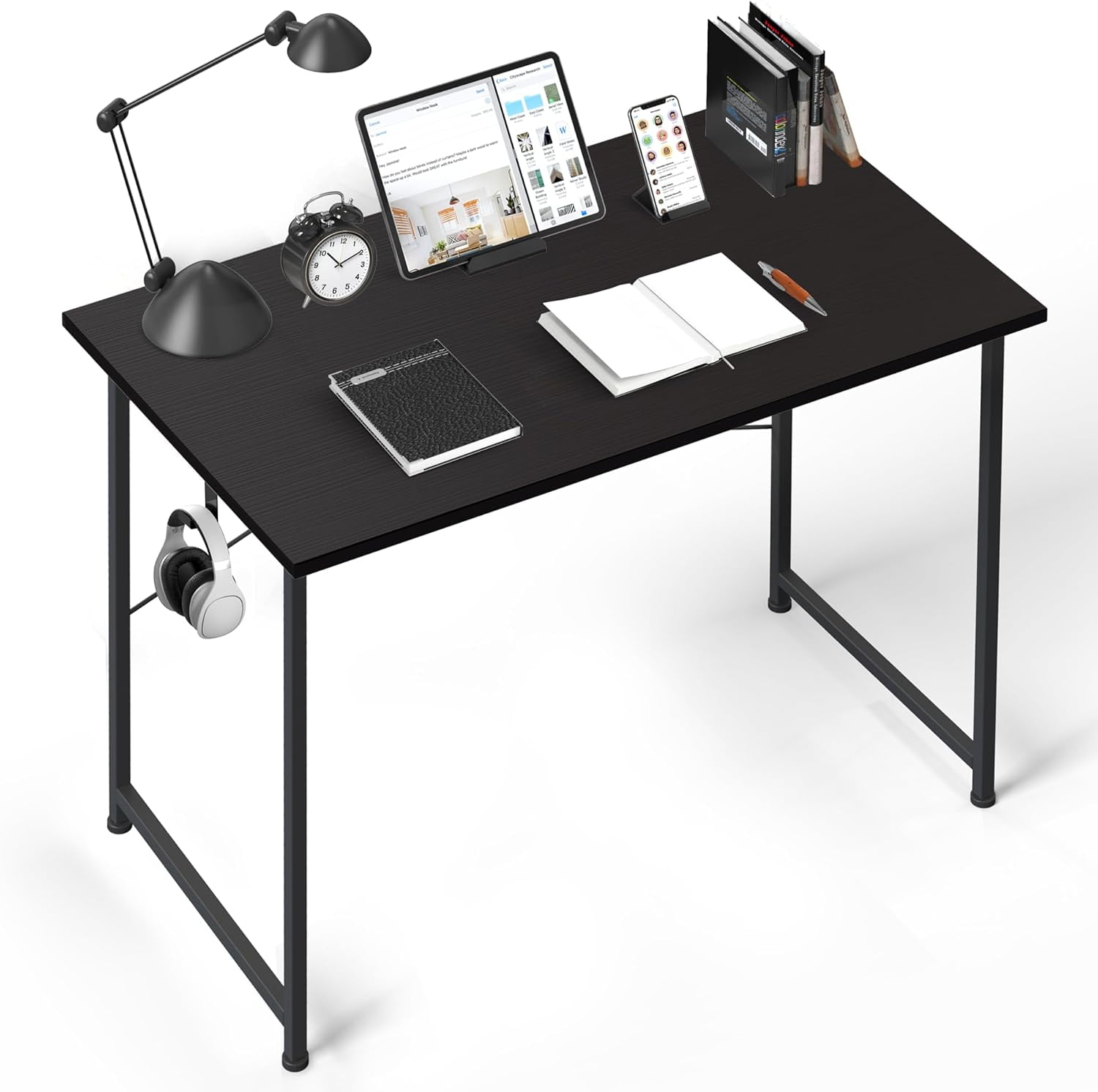 Work Surface Small Space Writing Desk with Headphone Hooks Modern ...