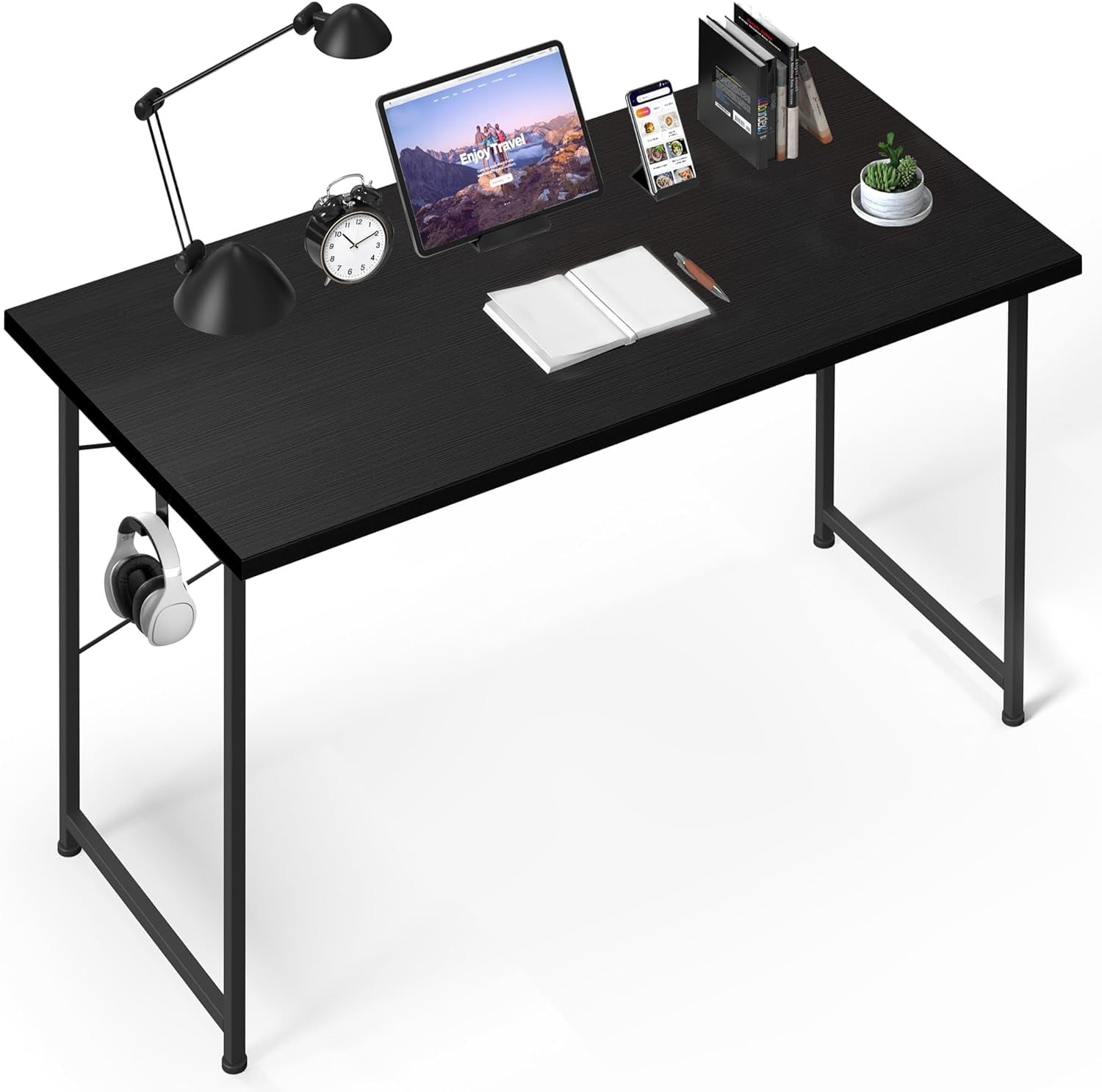 Small Space Writing Desk with Headphone Hooks, Modern Simple Design ...