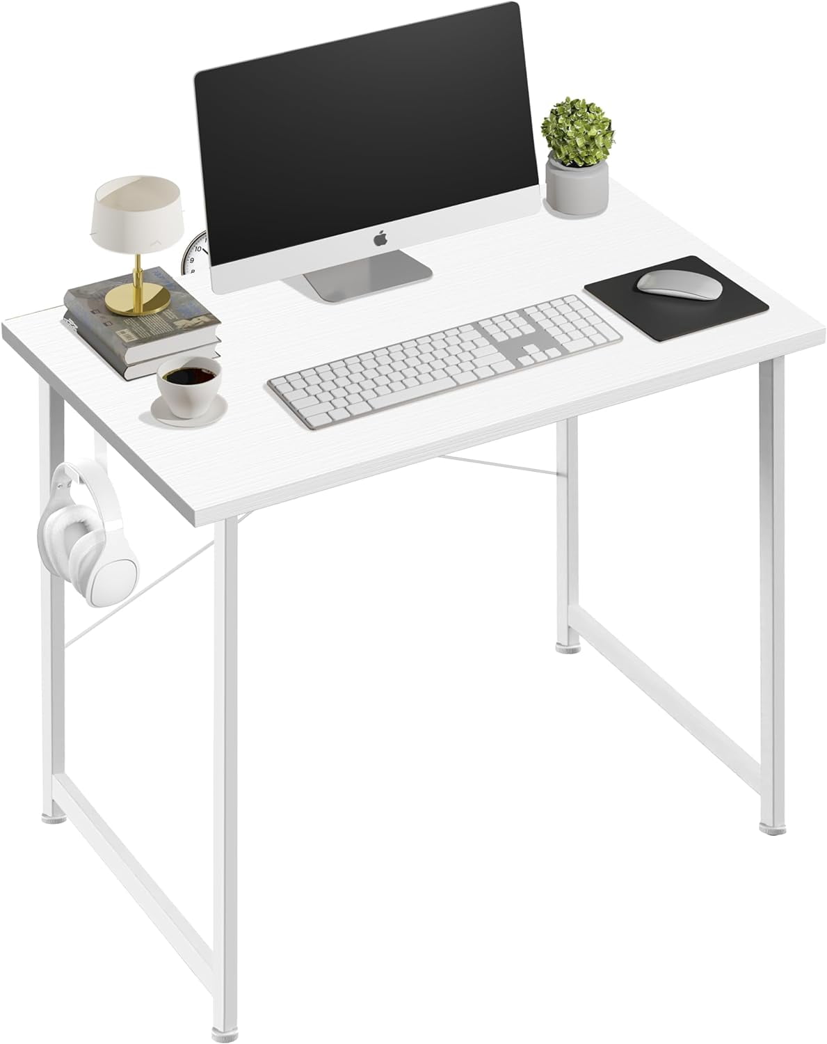 Small Space Writing Desk with Headphone Hooks, Modern Simple Design ...