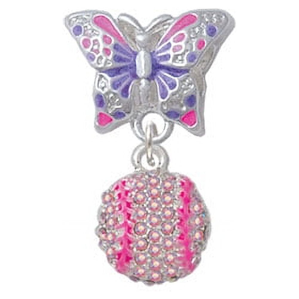 Small Sparkle Pink AB Softball - Butterfly Charm Bead - Walmart.com