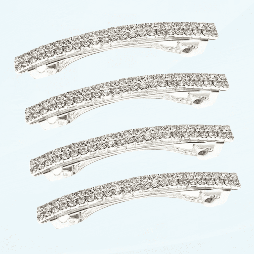 Small Sparkly Rhinestone Beads Metal Bow Hair Barrettes Spring Hair ...