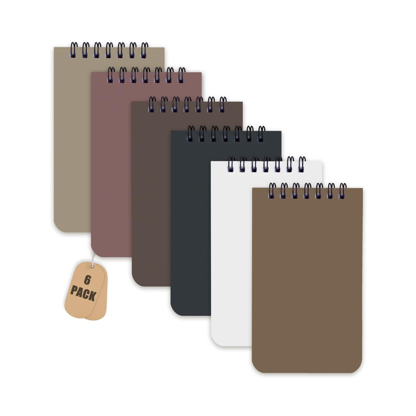 6 Pack Mini Spiral Notebooks 3x5 Inch, Small Lined Notepads with Top ...