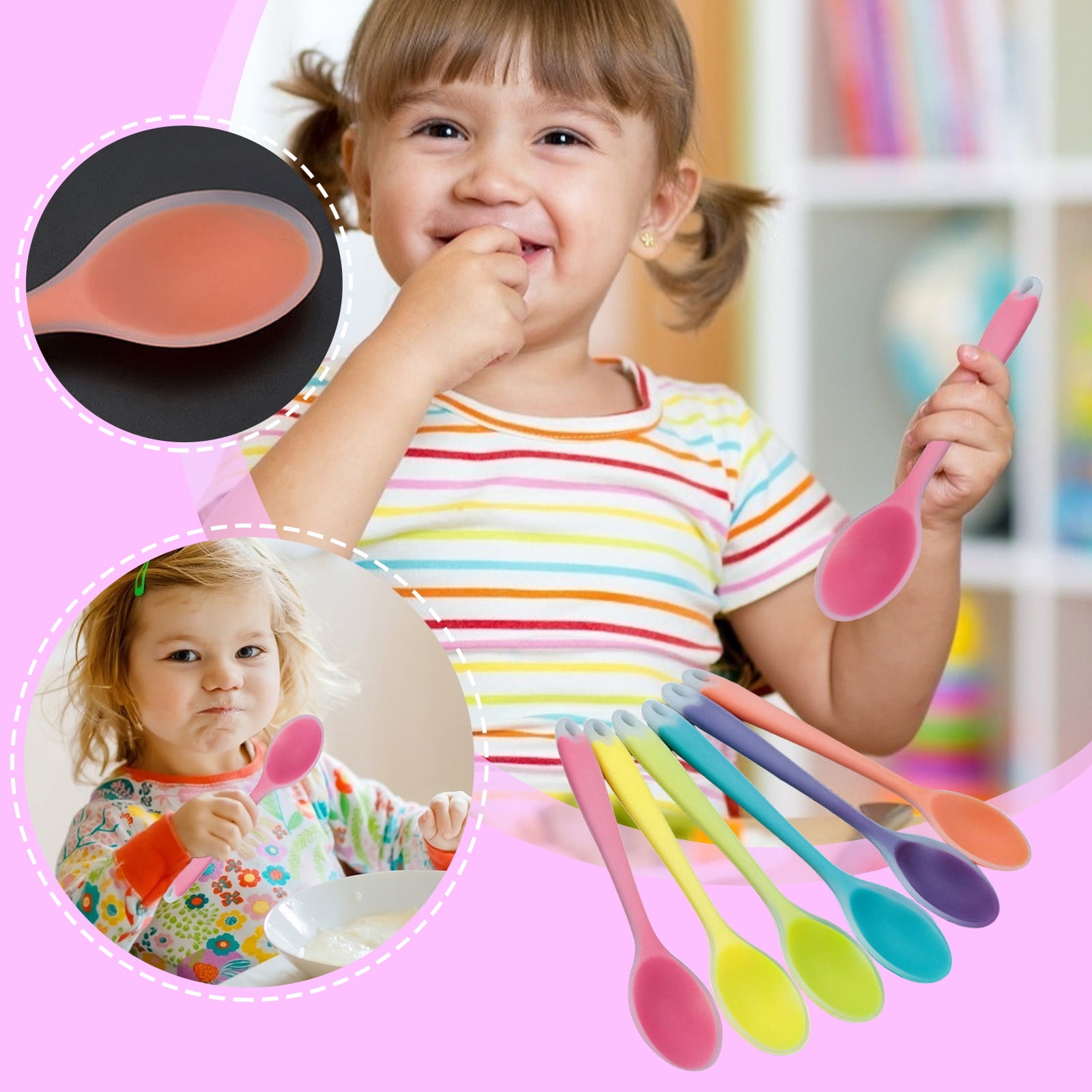 Small Spoons ,4Pc Children'S Silicone Spoon, Baby Silicone Spoon ...