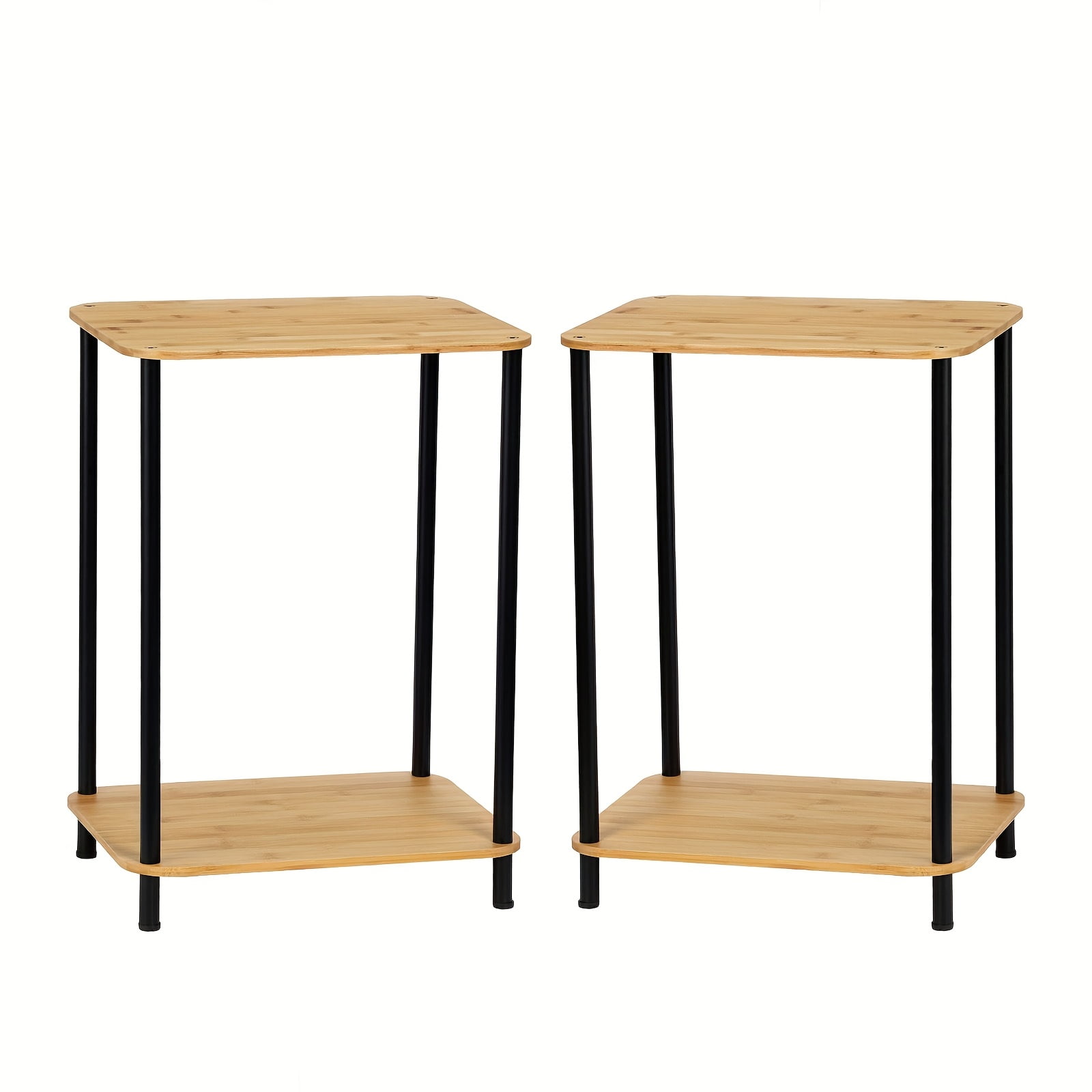 Small Square Coffee Table Set (BOGO) - 2-Tier Rustic Side Table with ...